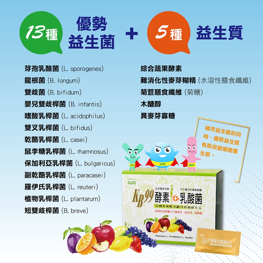 【肯寶KB99】酵素+乳酸菌 隨身包 (30入) 13種優勢菌種、消化順暢保健 | 蝦皮購物