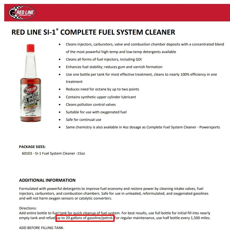 油槍滑掉-紅線 REDLINE SL-1 汽油添加劑 汽油精 清積碳 油路清潔+超級優惠組 | 蝦皮購物