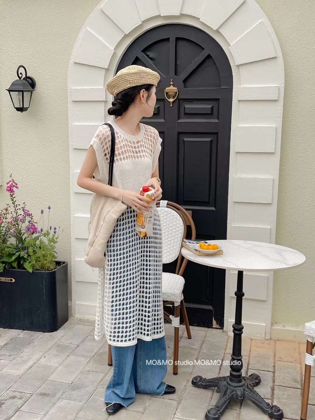 【SiBA Girl】MOMO-3011 現貨 外搭鏤空網格無袖長版針織背心 5C | 蝦皮購物