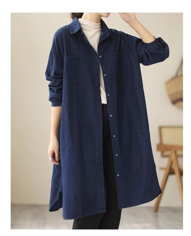 【M-5XL大尺碼】大尺碼外套 牛仔外套 上衣女 大碼女裝中長款牛仔襯衣外套女春秋季300斤胖妹妹寬鬆顯瘦襯衫ins | 蝦皮購物