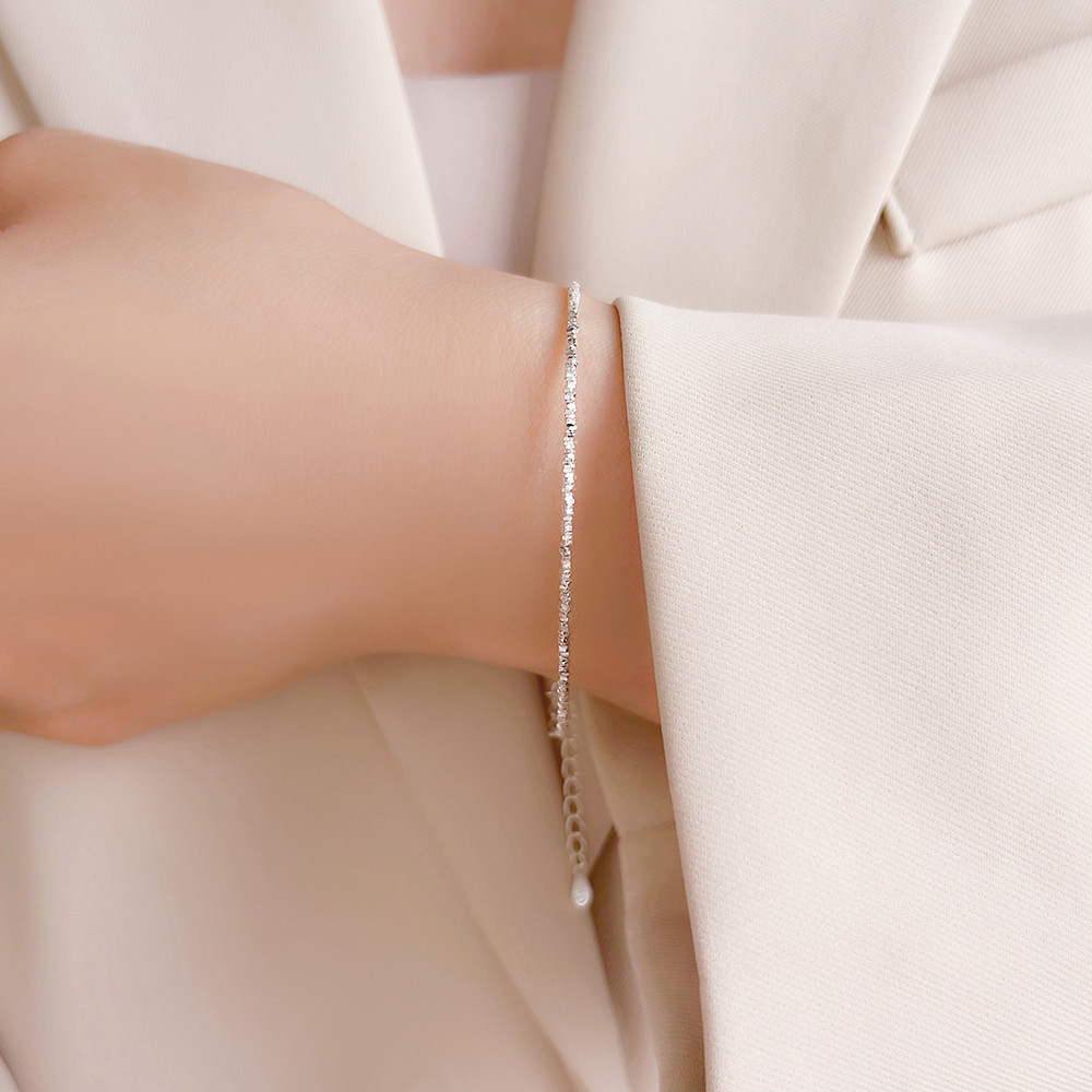 [全純銀.手鍊] 極細1mm/純手工 星光漫舞碎銀手鍊【UME】細手鏈/碎銀手鏈/S925純銀細手鍊 | 蝦皮購物