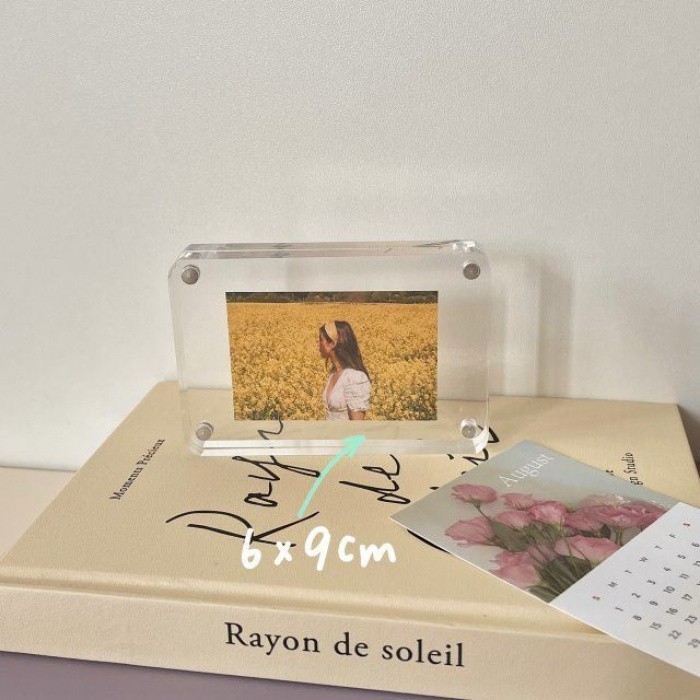 臺灣出貨24H ins圓角簡單透明亞剋力磁性相框錶3-7寸英寸照片寶麗來偶像卡桌麵顯示器 卡磚 小卡相框 壓剋力相框 | 蝦皮購物