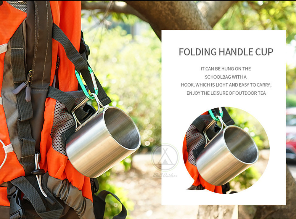 [桃園/新北店面24H出貨]CLS野營杯 304不鏽鋼折疊杯 雙層隔熱馬克杯 不銹鋼隔熱杯 露營水杯 啤酒鋼杯 折疊 | 蝦皮購物
