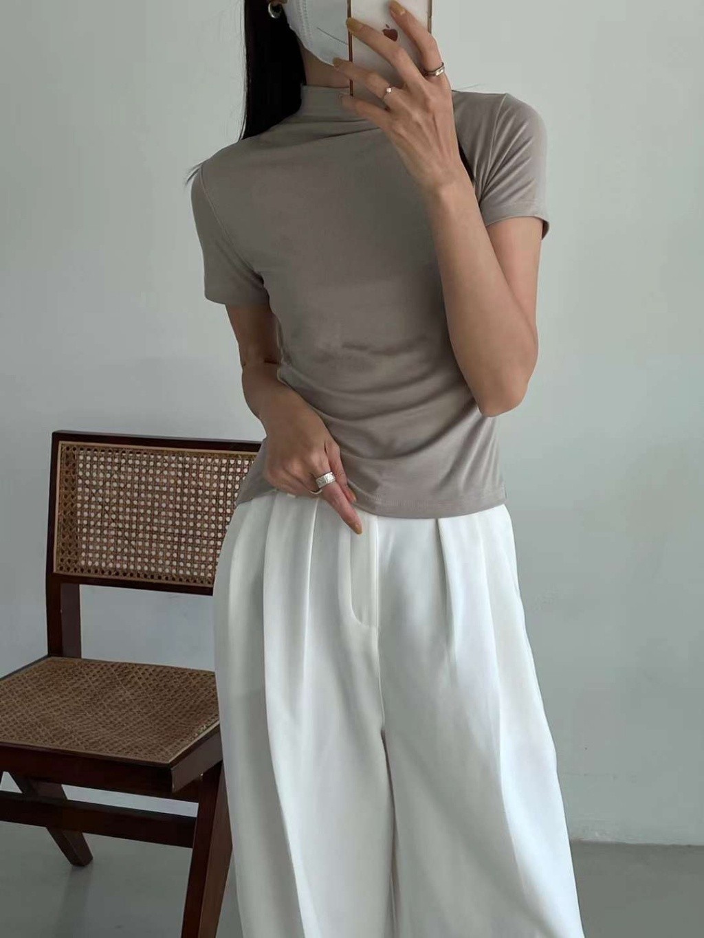 【SiBA Girl】MOMO-9810 現貨 韓系春夏立領短袖面膜T恤 內搭 短袖 上衣 女裝 7A | 蝦皮購物