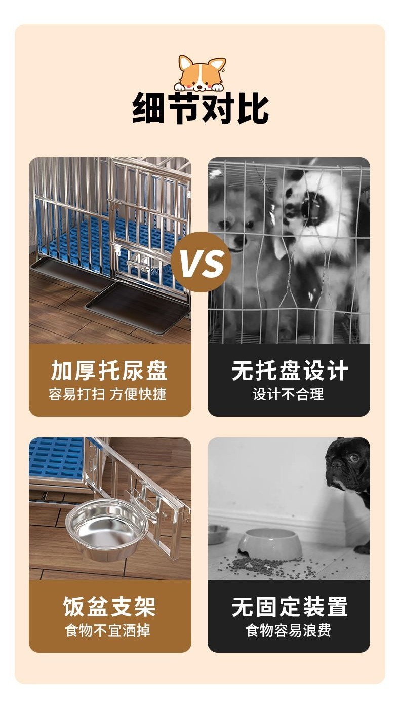 可開發票 廠傢直銷 不銹鋼狗籠子可折疊室內外帶厠所寵物籠大型中型犬金毛邊牧 TAXR | 蝦皮購物