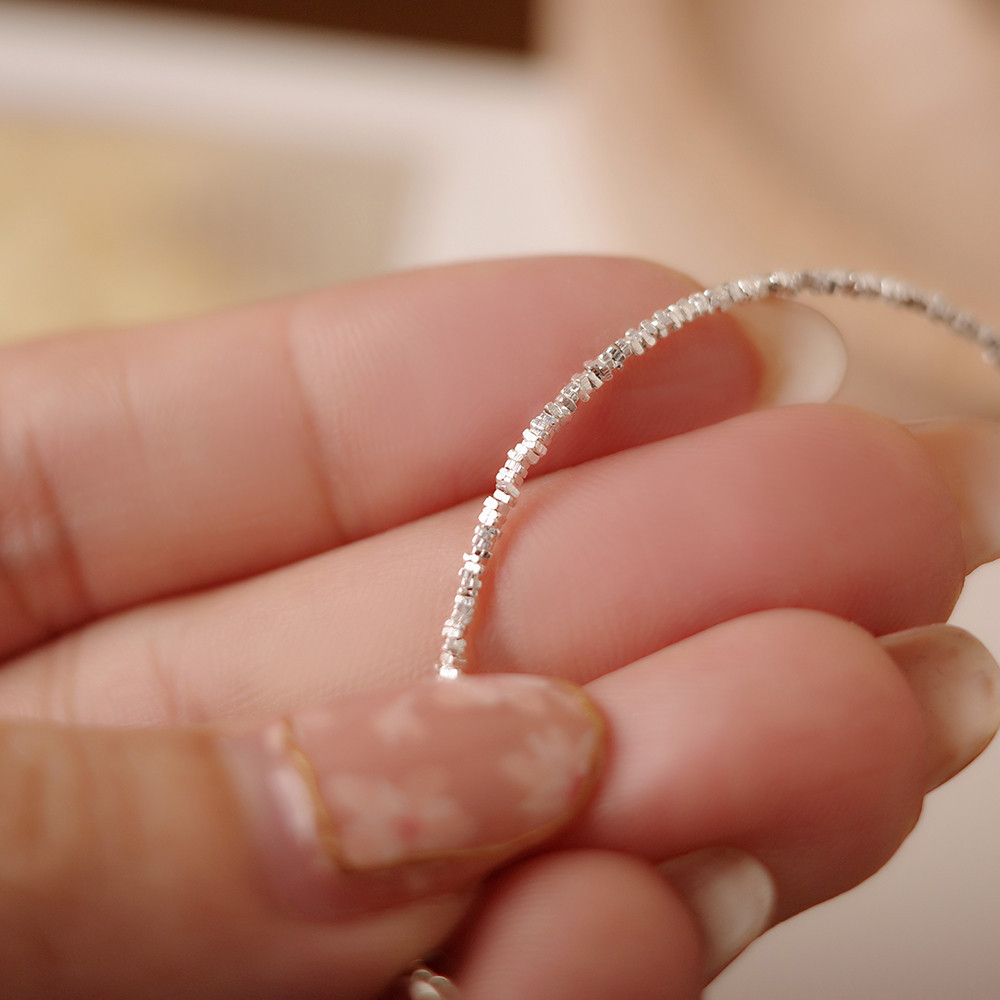 [全純銀.手鍊] 極細1mm/純手工 星光漫舞碎銀手鍊【UME】細手鏈/碎銀手鏈/S925純銀細手鍊 | 蝦皮購物