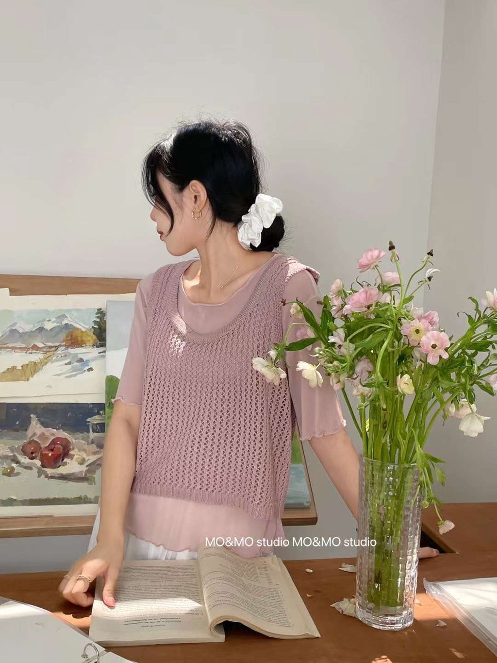 【SiBA Girl】MOMO-9833 現貨 捲邊木耳透膚上衣 木耳邊 內搭 雪紡 短袖 上衣 5A | 蝦皮購物