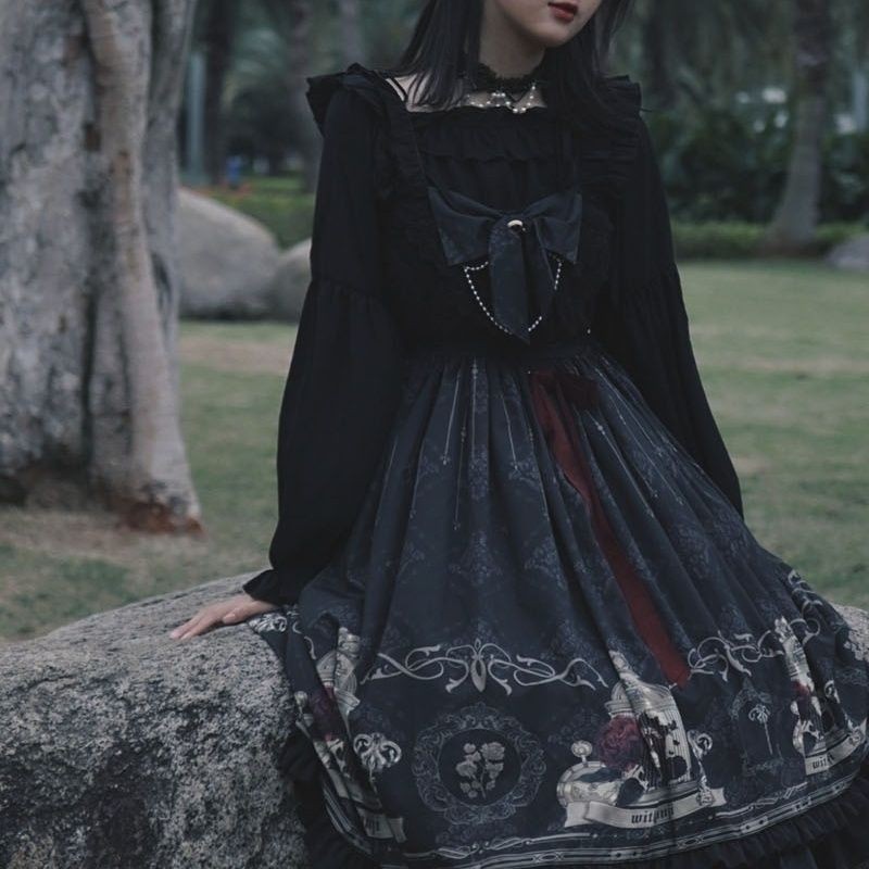 lolita裙子夜鶯與玫瑰弔帶洋裝哥特風闇黑係洛麗塔連衣裙【芊月賣場】 | 蝦皮購物