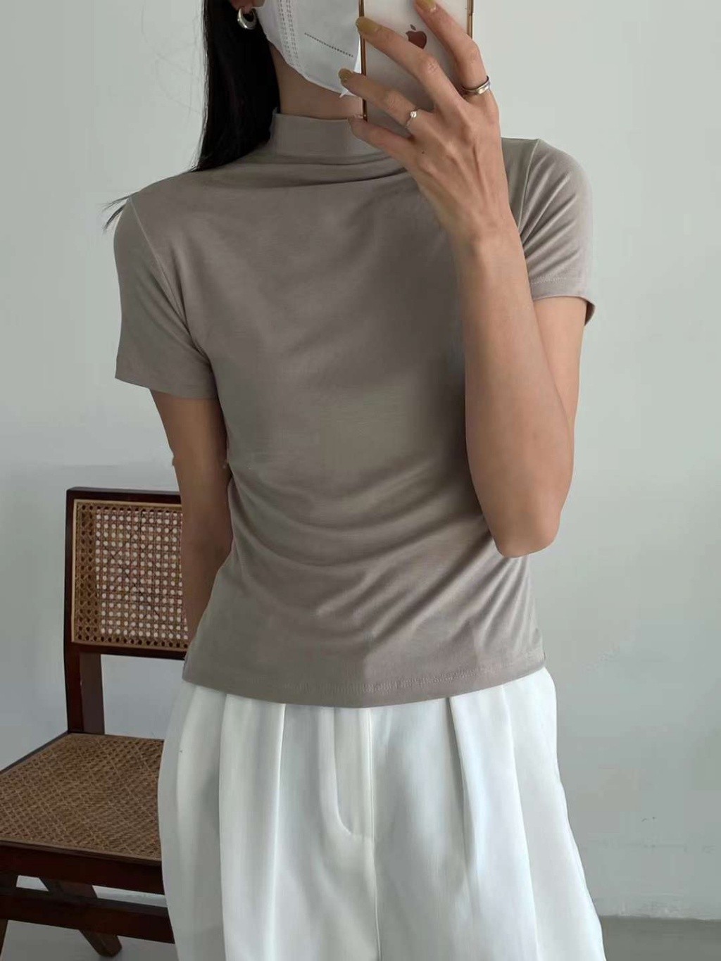 【SiBA Girl】MOMO-9810 現貨 韓系春夏立領短袖面膜T恤 內搭 短袖 上衣 女裝 7A | 蝦皮購物