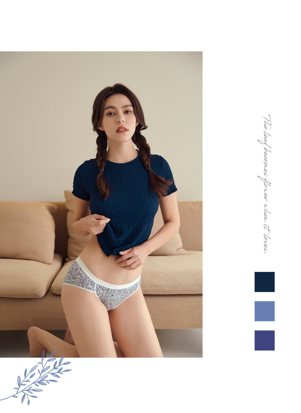 【CICIZA】Flora.中腰手繪印花內褲(悠藍花語) | 丁字/超高衩/包臀 | 靚白肌面膜內褲 | 女生內褲 | 蝦皮購物