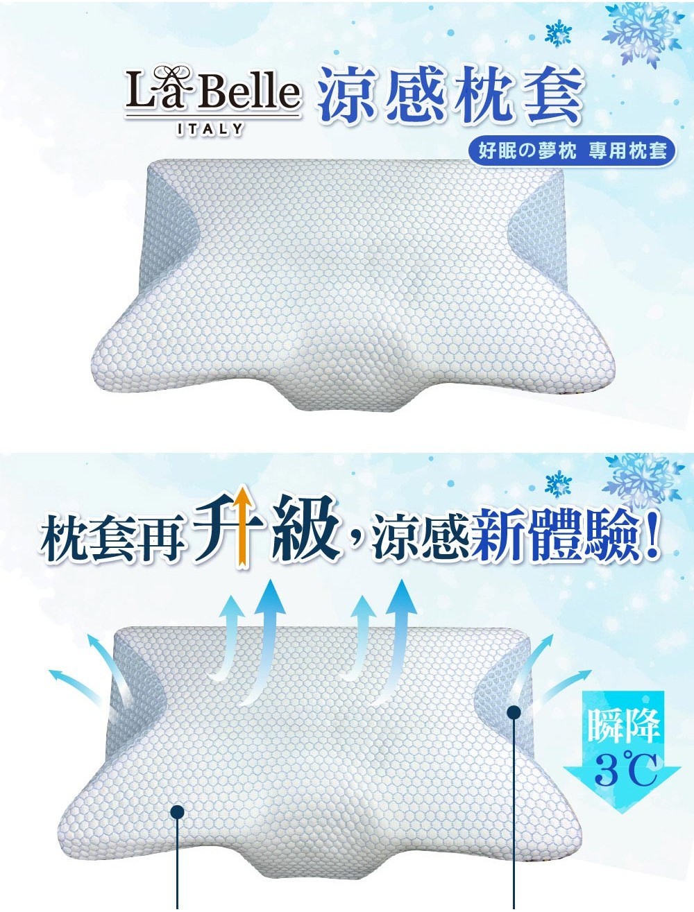La Belle 3D護頸蝶型記憶枕 專用枕套 共三款 白/灰/涼感藍 格蕾寢飾 可超取 | 蝦皮購物
