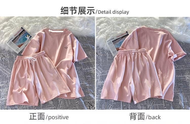 【YW】純棉短袖套裝 運動休閒套裝 大碼寬鬆 100%棉 女生套裝 短褲套裝 休閒女裝 S-4XL | 蝦皮購物