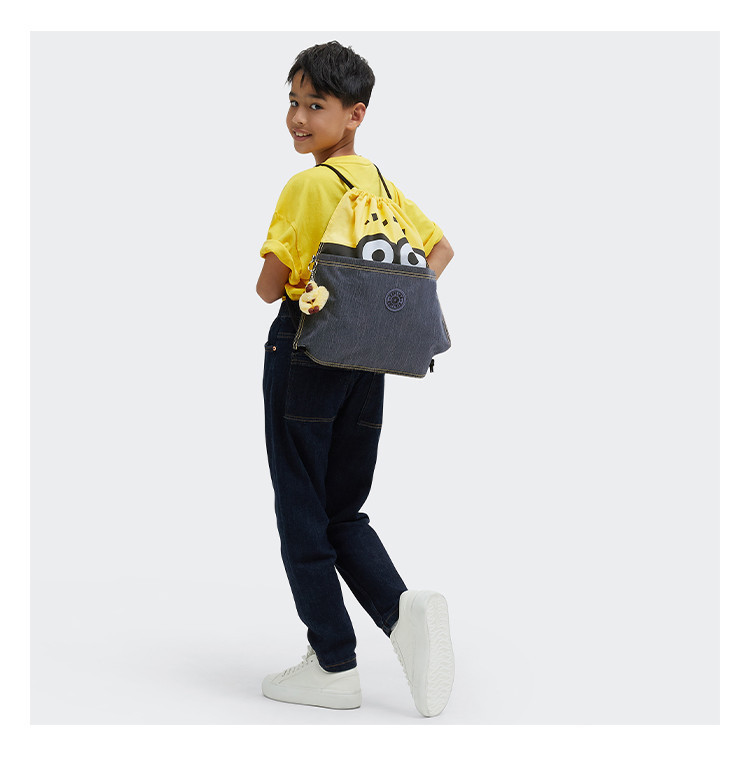 KIPLING x MINIONS 小小兵牛仔造型拉鍊束口袋後背包-SUPERTABOO | 蝦皮購物