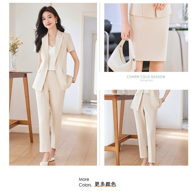 【Miguo小米果】職業裝 休閒短袖西裝外套女 英倫風通勤氣質西服套裝 大尺碼西裝套褲 S-5XL 3色任選 | 蝦皮購物