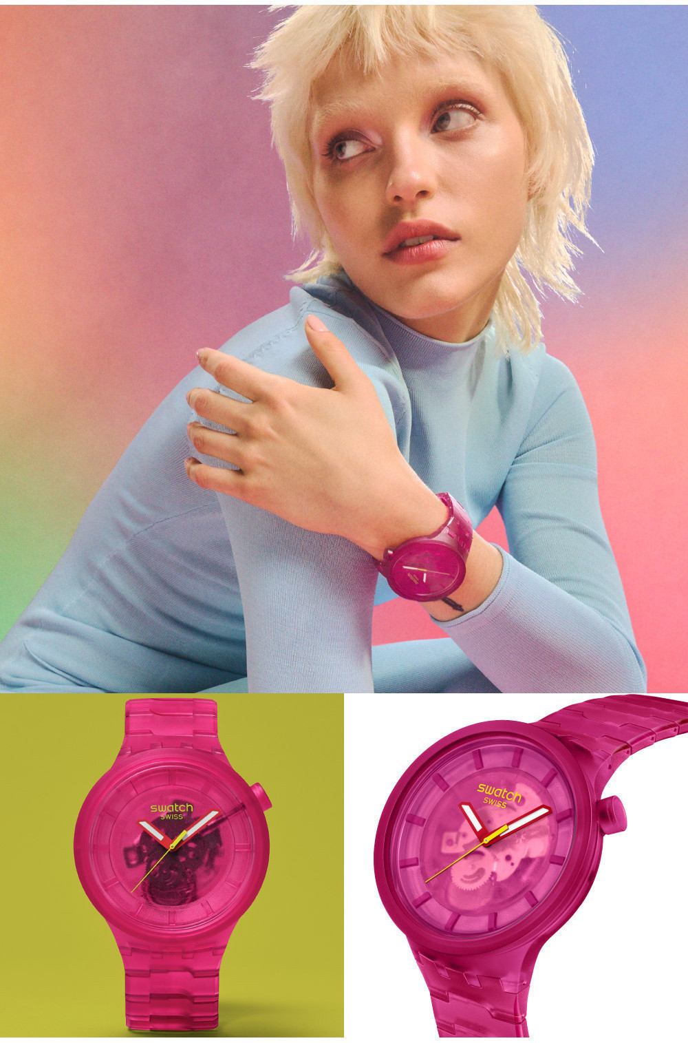 Swatch PINK JOY 大錶面手錶/男錶/女錶/瑞士製造 SB05P102 (47mm)【官方旗艦店】 | 蝦皮購物
