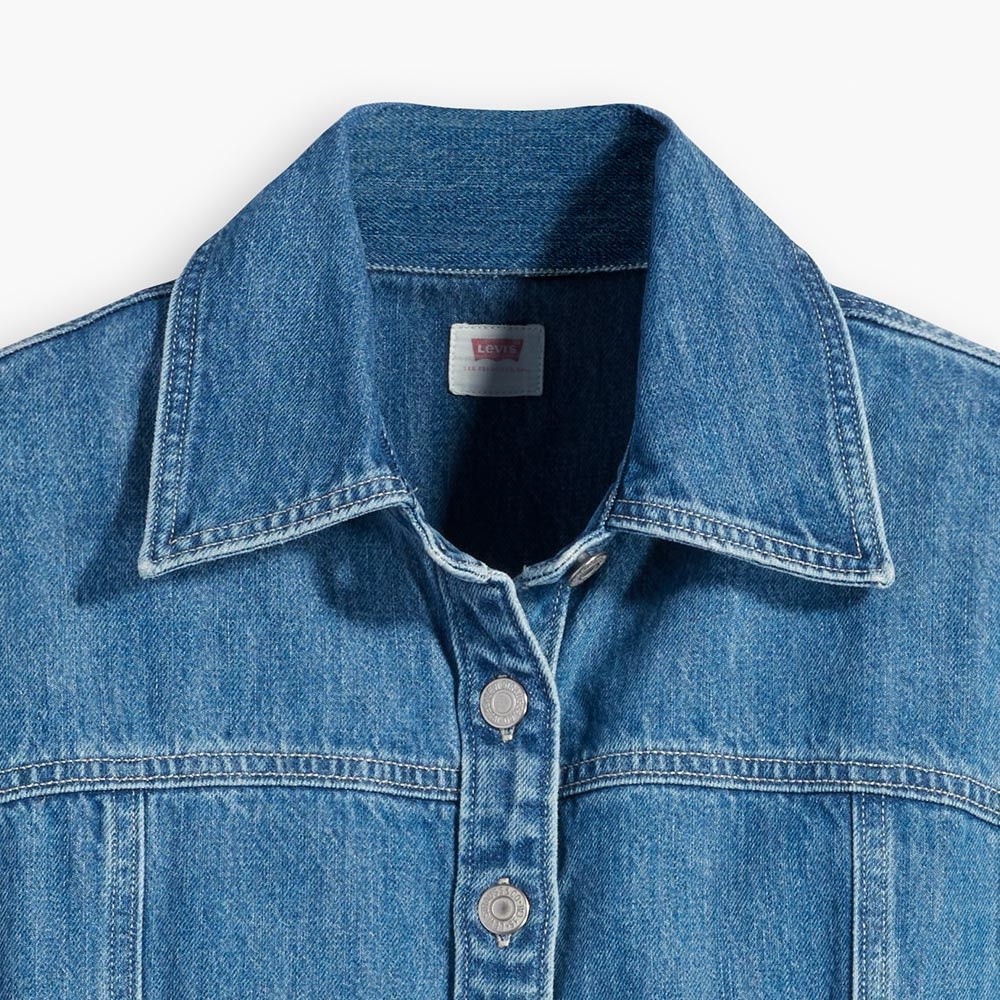 Levis 女款 全排釦長袖修身牛仔洋裝 / 精工中藍染水洗 熱賣單品 A4585-0001 | 蝦皮購物