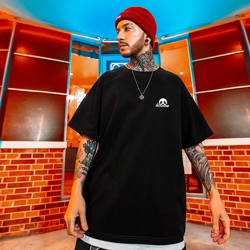 M-8XL 大尺碼 國潮 短袖 上衣 熊貓 夏季 ins 潮流 半袖 T恤 重磅 大碼 圓領 寬鬆 百搭 HDPF | 蝦皮購物