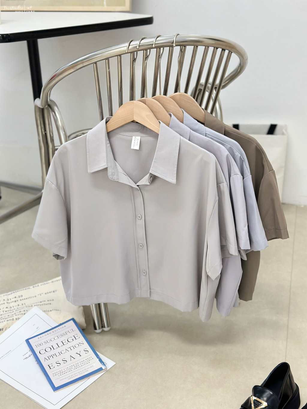 自訂款 短袖 襯衫 短版 翻領 滑滑襯衫料 女生 女裝 上衣 FW美衣 W0076 | 蝦皮購物