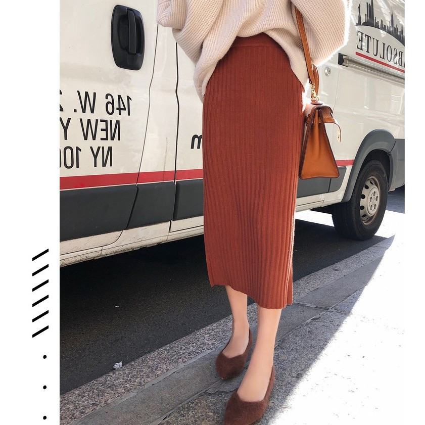 【梨卡】隔日到貨 開衩長裙 女裝 針織上衣 針織裙 針織衫 氣質上衣 長袖 長裙 BR9169【現貨24H】 | 蝦皮購物