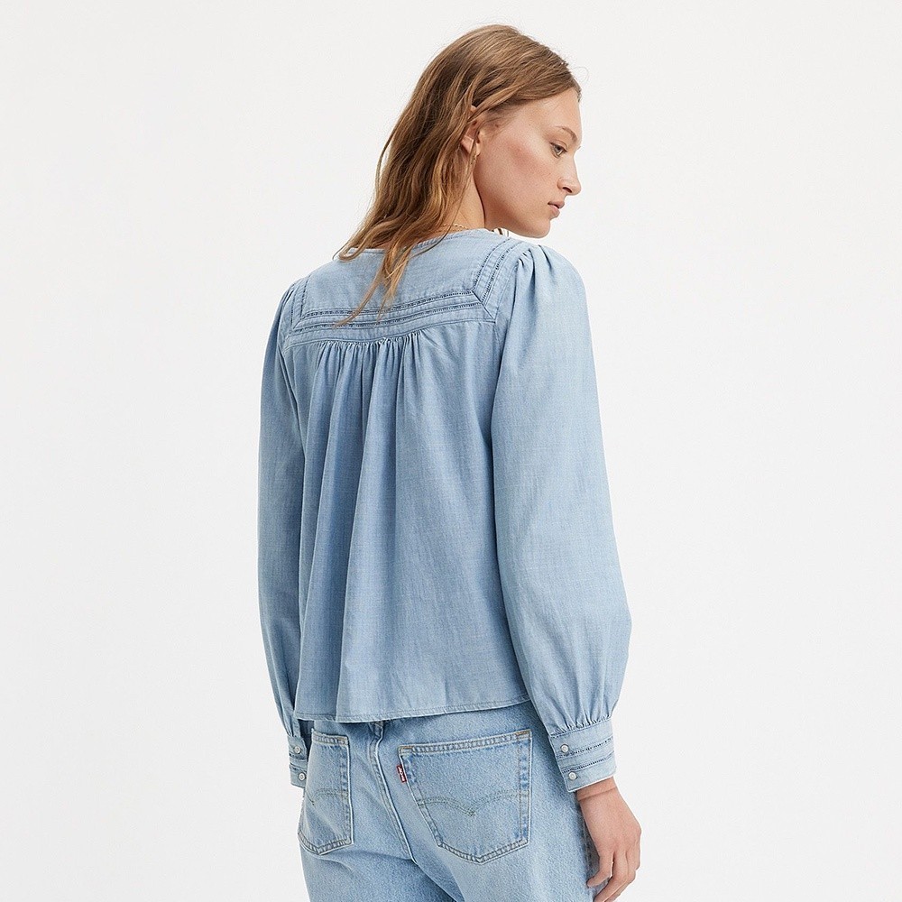 Levis 半開襟圓領襯衫 / 寬鬆抓皺設計 女款 熱賣單品 A7617-0001 | 蝦皮購物