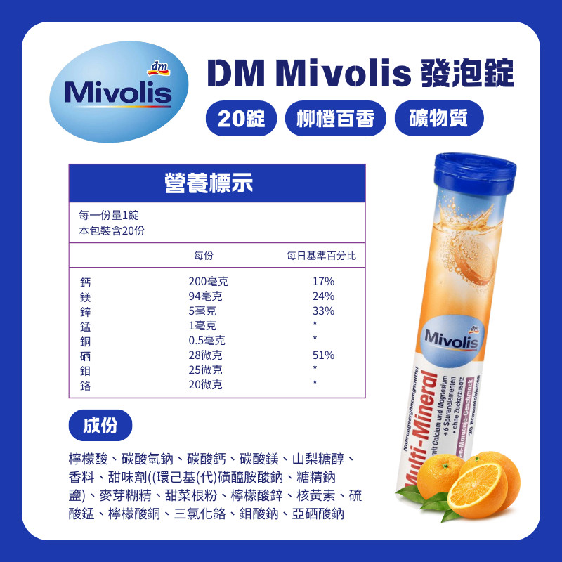 熱銷現貨💎德國DM mivolis 發泡錠 七種口味乙瓶20錠 合格中文標/合格食品登錄 附電子發票 | 蝦皮購物