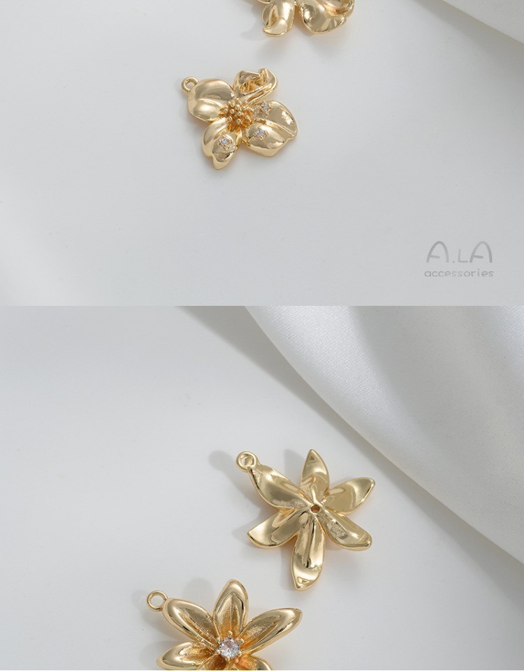 Ala- 14K包金保色玫瑰花蝴蝶結吊墜花朵單吊雙吊diy手作材料飾品配飾 | 蝦皮購物