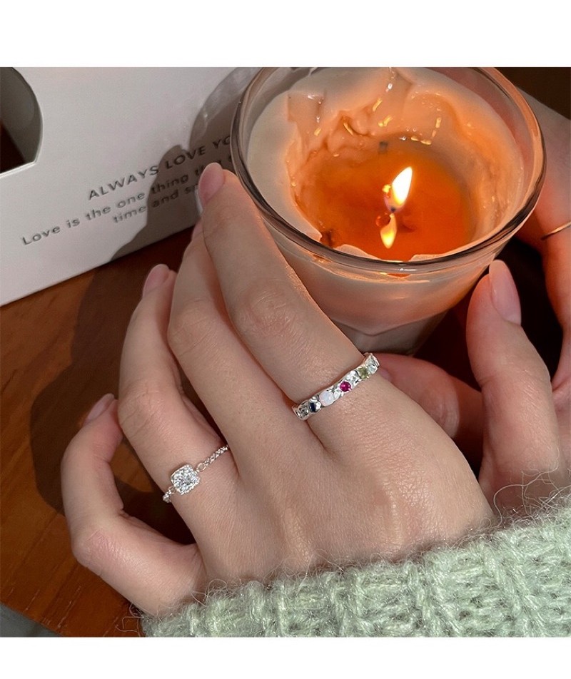 ｜台灣現貨24H出貨｜韓國連線 戒圍可調 s925純銀彩泊鋯石鍊條戒 開口戒 寶石戒指 鍊戒 鏈條戒 女生戒指 戒指 | 蝦皮購物