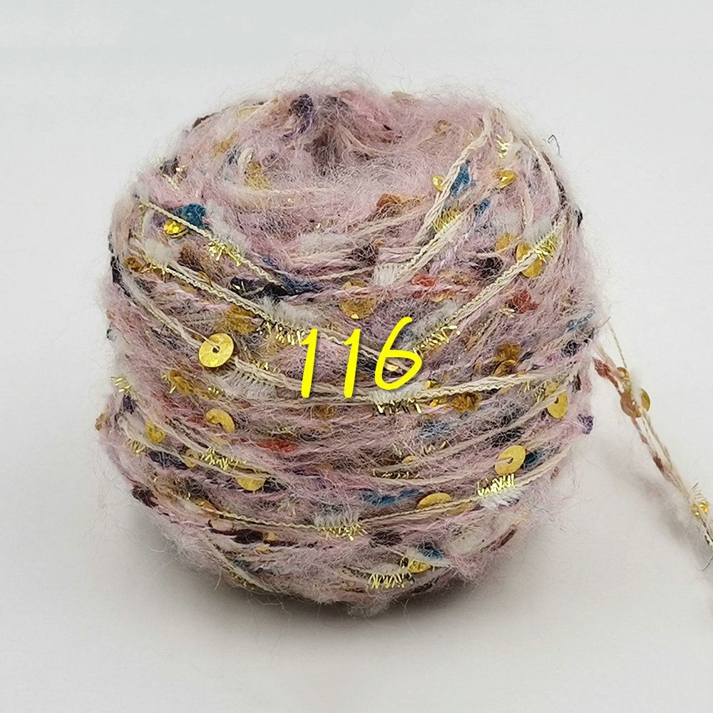 pok-50g手混紗綫彩點馬海羊毛3mm6mm大小亮片紗綫玻璃紗牙刷綫編織 | 蝦皮購物