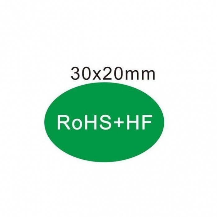 臺灣熱賣 ROHS+HF綠底環保標誌無鹵素標檢測貼紙20*30mm橢圓形rohs標簽 KKCX | 蝦皮購物