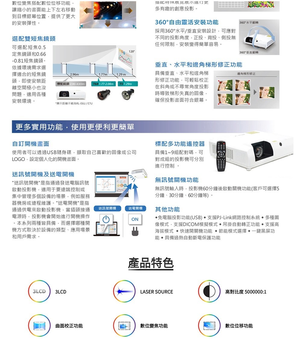 【ROLY 樂麗】RL-E6U 6200流明 WUXGA 教學展覽實用雷射投影機 | 蝦皮購物