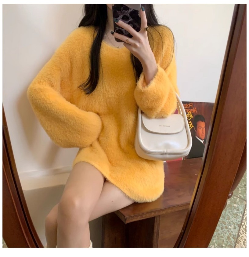 V領水貂毛長版上衣【007】PAPI女裝批發價秋冬新款韓系INS休閒百搭氣質純欲網紅長袖寬鬆慵懶馬海毛針織毛衣 | 蝦皮購物