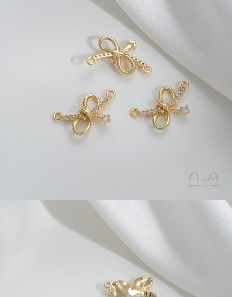 Ala- 14K包金保色玫瑰花蝴蝶結吊墜花朵單吊雙吊diy手作材料飾品配飾 | 蝦皮購物