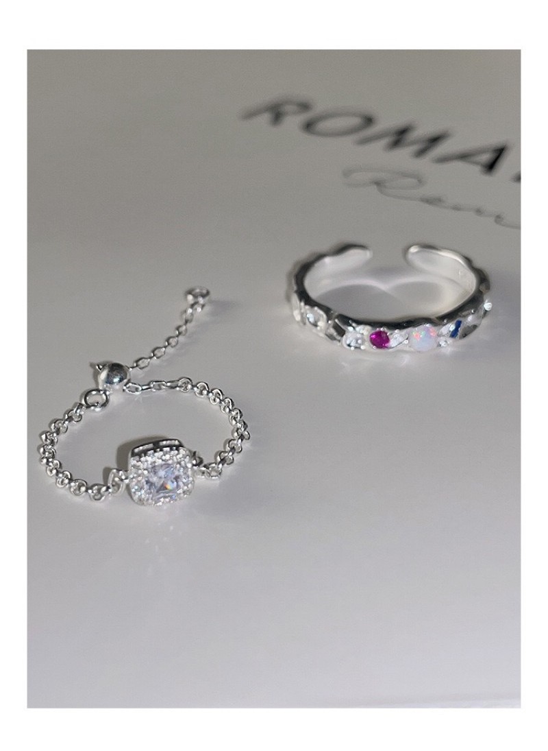 ｜台灣現貨24H出貨｜韓國連線 戒圍可調 s925純銀彩泊鋯石鍊條戒 開口戒 寶石戒指 鍊戒 鏈條戒 女生戒指 戒指 | 蝦皮購物