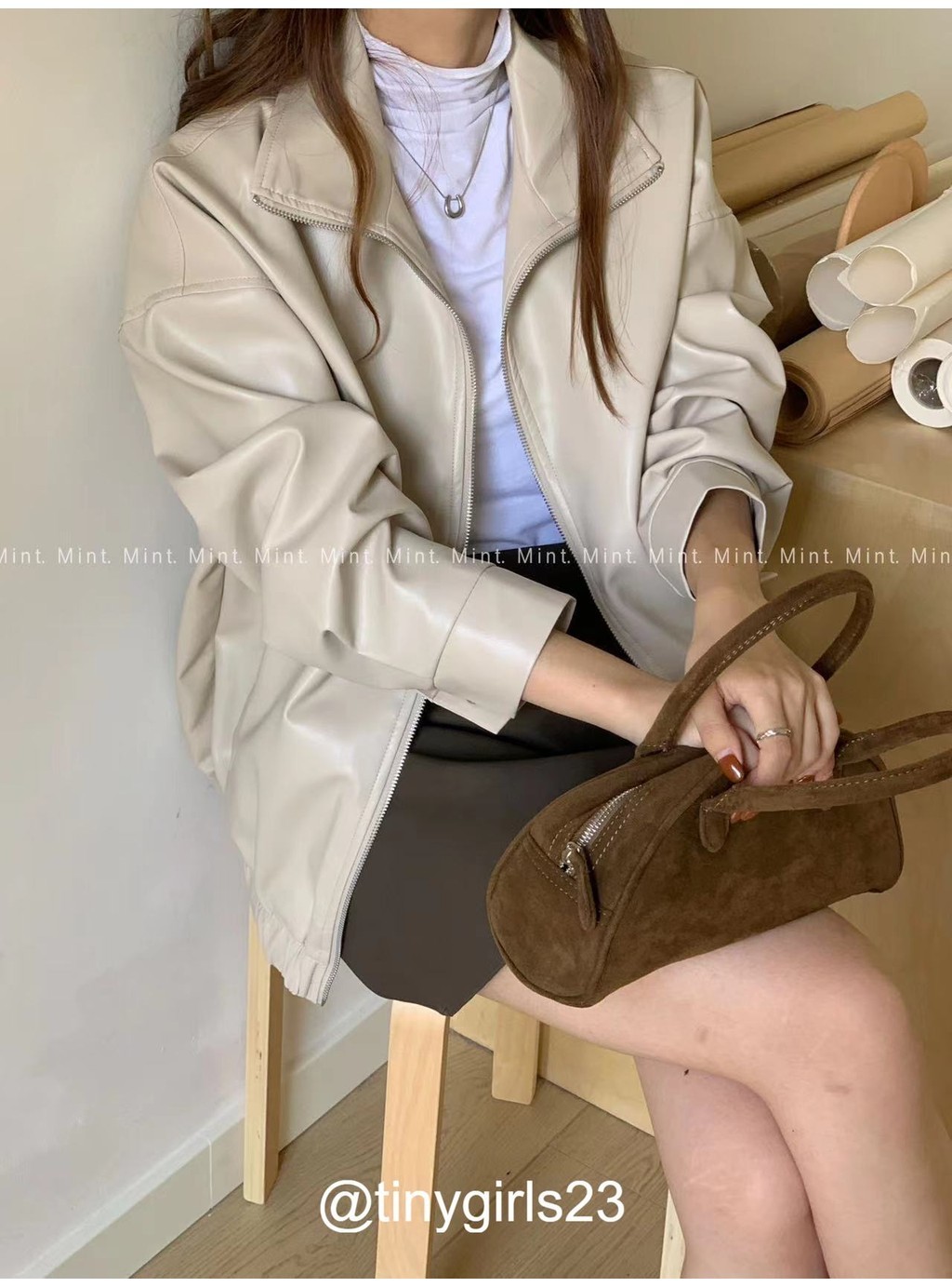 【太妮絲NN32】現貨 隔日到貨 長版寬鬆皮外套 美式 皮衣外套 皮外套女 皮革外套 冬天外套 | 蝦皮購物