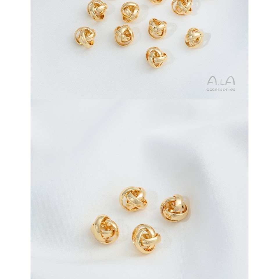 Ala- 14K包金保色球隔珠打結繞線球圓珠配件diy手工串珠首飾品材料 | 蝦皮購物