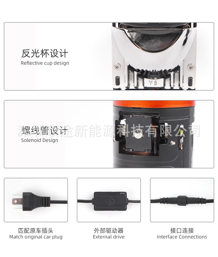【廠家直供-車燈】Y5Pro 電磁閥透鏡大燈H4雙光遠近一體透鏡車燈改裝超亮激光前照燈 | 蝦皮購物
