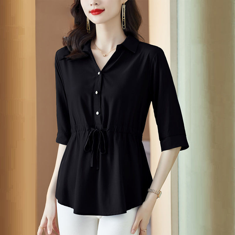 [300斤大碼女裝-M-8XL]襯衫女夏季新款七分袖上衣胖mm中袖襯衣潮 | 蝦皮購物
