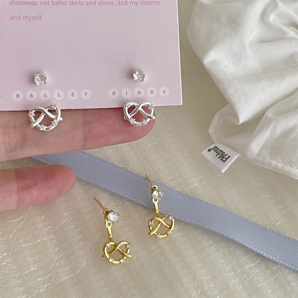 ｜台灣現貨24H出貨｜韓國連線 s925銀針 水鑽蝴蝶餅後掛式耳環 可拆戴 鑽石耳環 純銀 耳針 後掛式 女生耳環 | 蝦皮購物