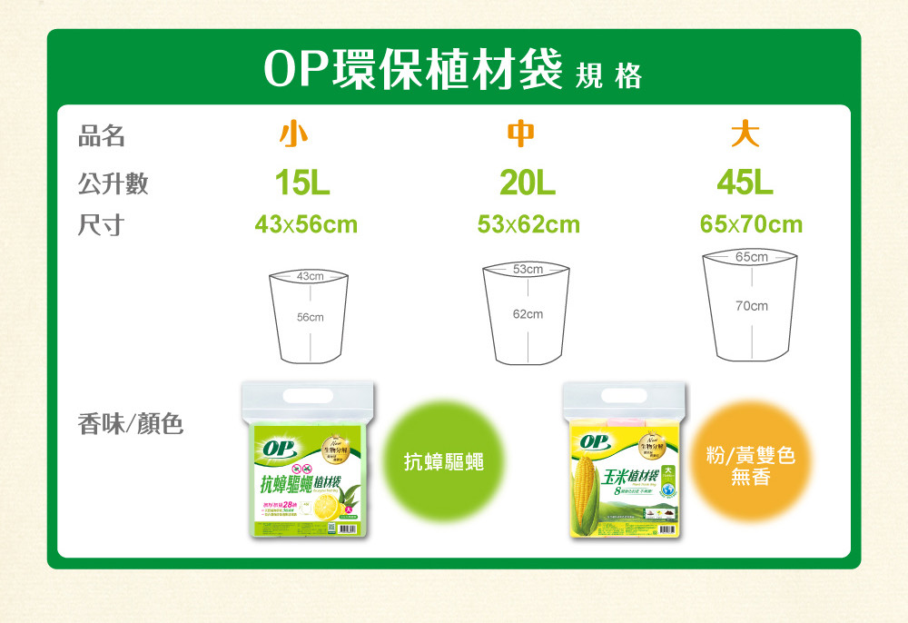 【現貨免等】【OP】抗蟑驅蠅植材袋/清潔袋 (大-45L) (中-20L) (小-15L) 原廠直送 | 蝦皮購物