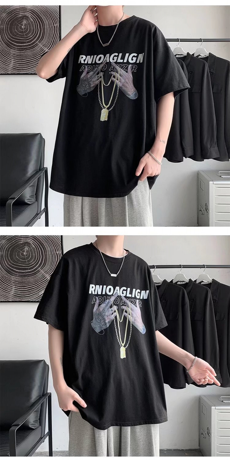 M-8XL 大呎碼男裝男潮T恤 圓領 寬鬆 慵懶 潮流 ins 新款 時尚 潮牌 夏季 青春 流行 原宿五分袖 | 蝦皮購物