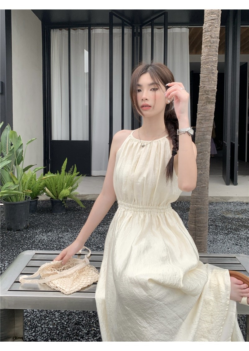 後綁帶美背棉麻長洋【6137】PAPI女裝批發價春夏新款韓系INS修身顯瘦氣質純欲辣妹仙女無袖洋裝 連衣裙 過膝長洋裝 | 蝦皮購物