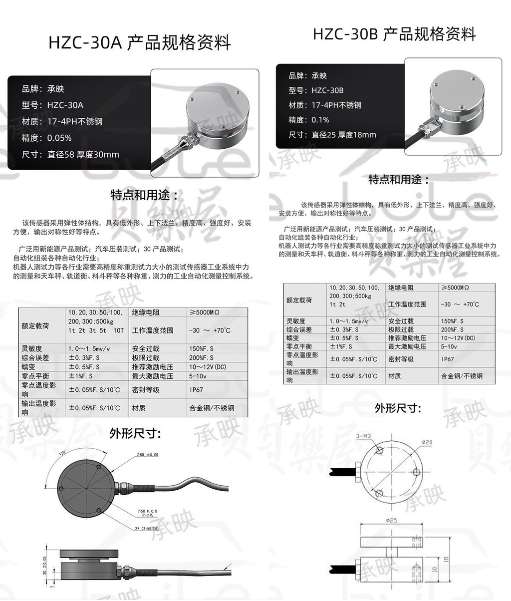 稱重傳感器 HZC-H1/HZC-30A荷重傳感器 高精度平面測力感應器 壓力重量感測器50kg200kg500KG | 蝦皮購物