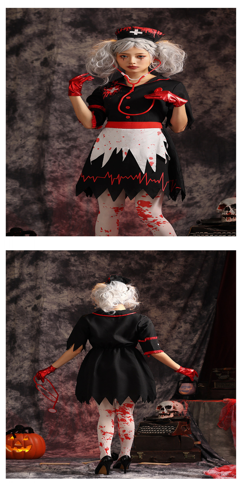 【靜悅坊】2024萬聖節服 派對血跡服飾黑色護士不規則邊緣裙cosplay服裝日本樂天 CFUN | 蝦皮購物