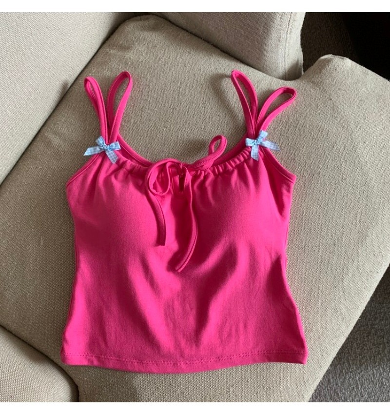 配色抽繩細肩帶背心【2515】PAPI女裝批發價春夏新款韓系INS修身顯瘦氣質甜美辣妹圓領無袖短版上衣 小可愛 小背心 | 蝦皮購物