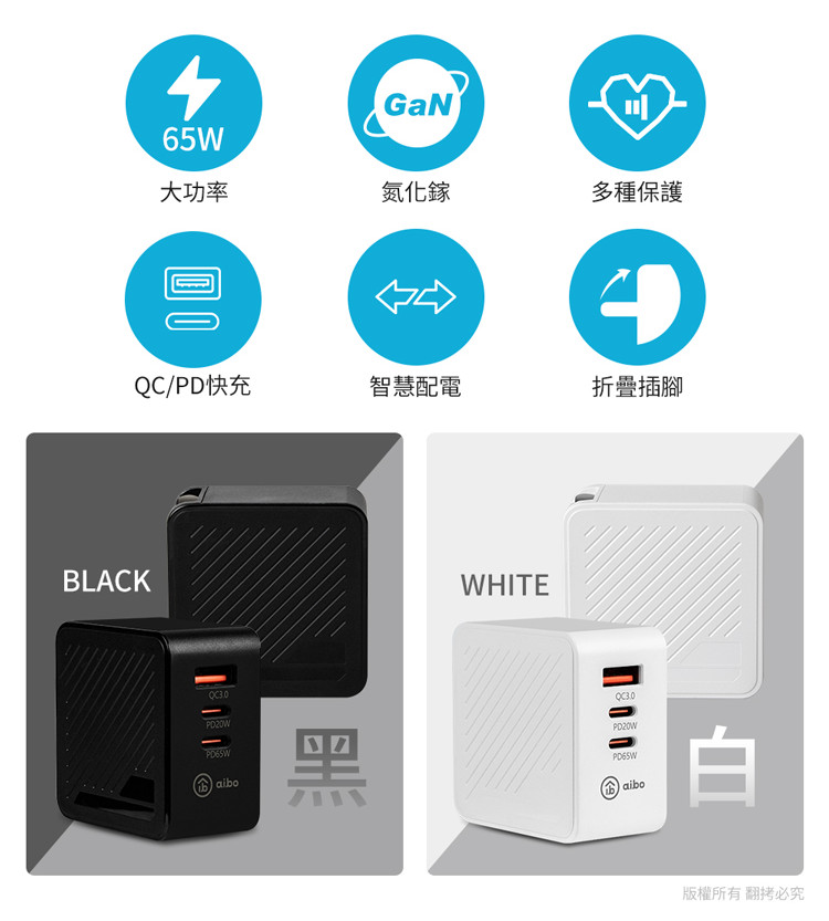 【現貨】aibo 65W GaN 氮化鎵充電器 雙PD PD快充頭 可充筆電 iPhone充電器 TypeC PD快充 | 蝦皮購物