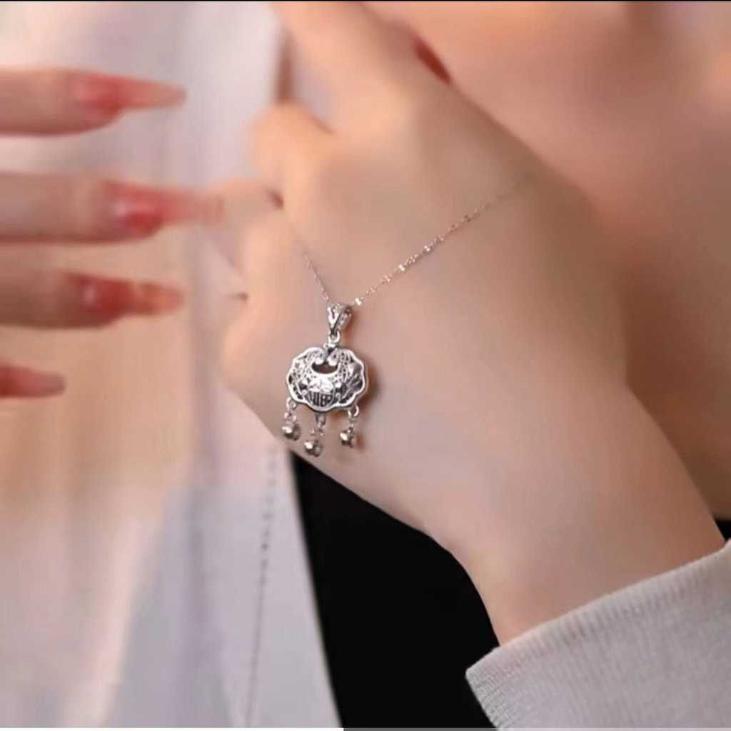 S925純銀中國風平安鎖吊墜項鏈送女友長命鎖骨鏈520情人節禮物295 | 蝦皮購物