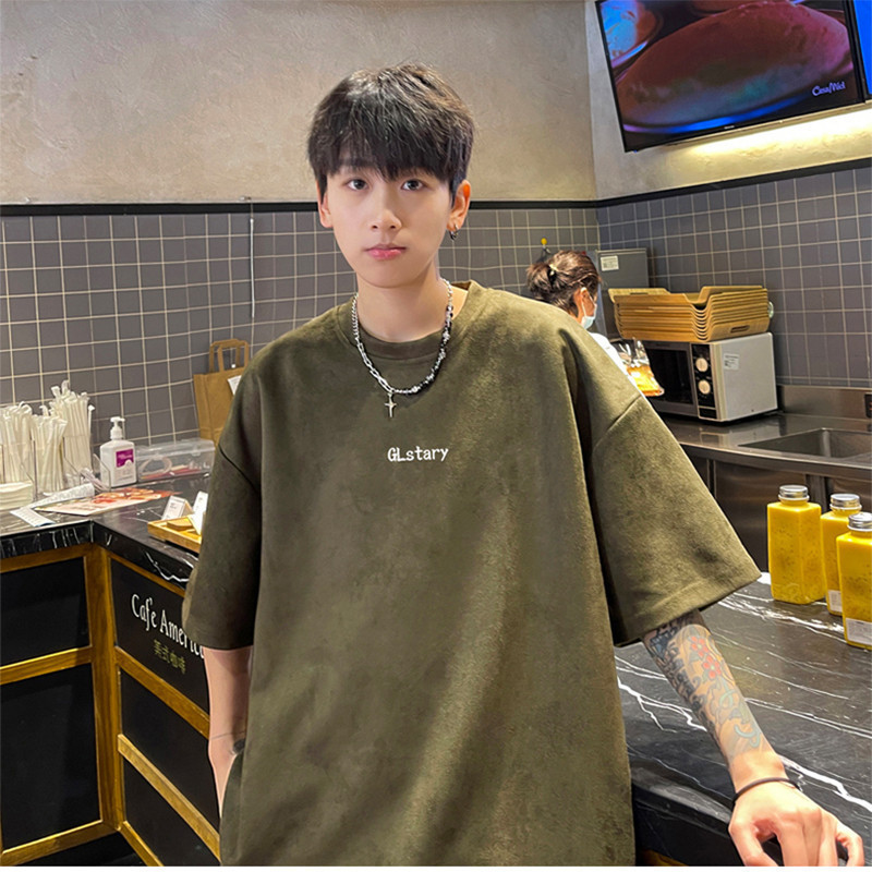 【熱賣 24H快速出貨】230g重磅短袖t恤男款夏季oversize美式復古潮流牌ins半袖寬鬆休閒男生衣服麂皮體恤 | 蝦皮購物