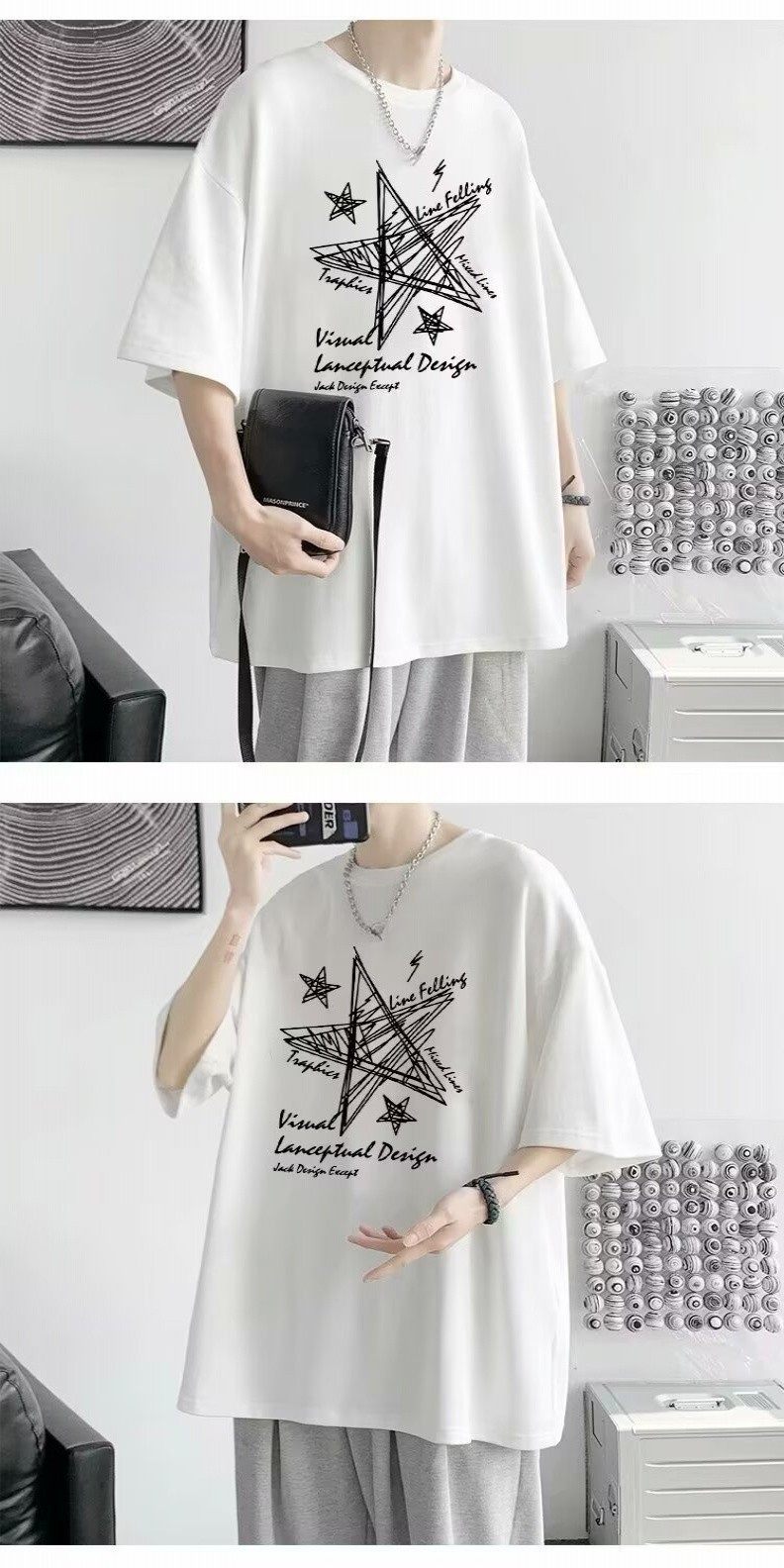 M-8XL 五角星印花 純棉短袖T恤 男 夏季 新款 五分袖 T恤 男裝衣服 百搭 港風 潮牌 半袖 男T恤 潮流上衣 | 蝦皮購物