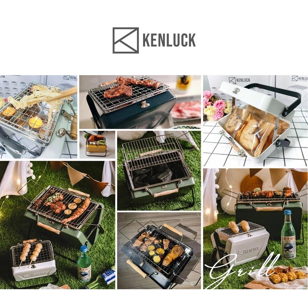 Kenluck 迷你攜帶型烤肉架 / 史丹綠-陽極黑腳架 (烤爐 烤肉爐 BBQ 焚火台 火爐) | 蝦皮購物