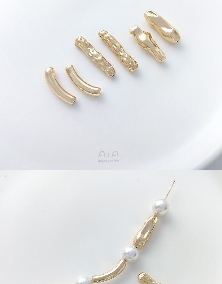 Ala- 14K包金保色長條仿巴洛克管珠牙籤珠直孔月牙形隔珠diy首飾品配件 | 蝦皮購物